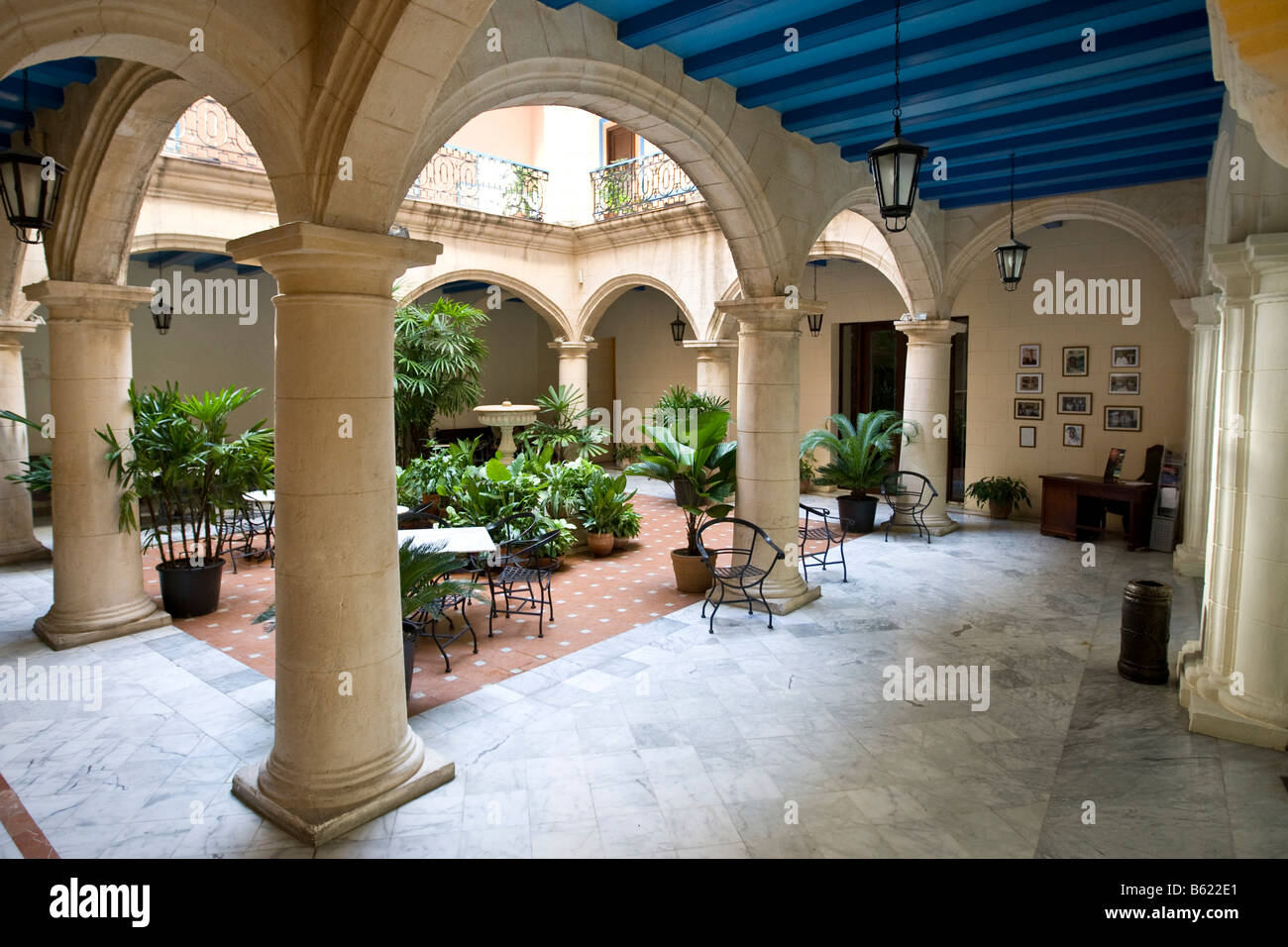 Inner courtyard in the Santa Isabel Hotel in Havana, Cuba, Caribbean ...
