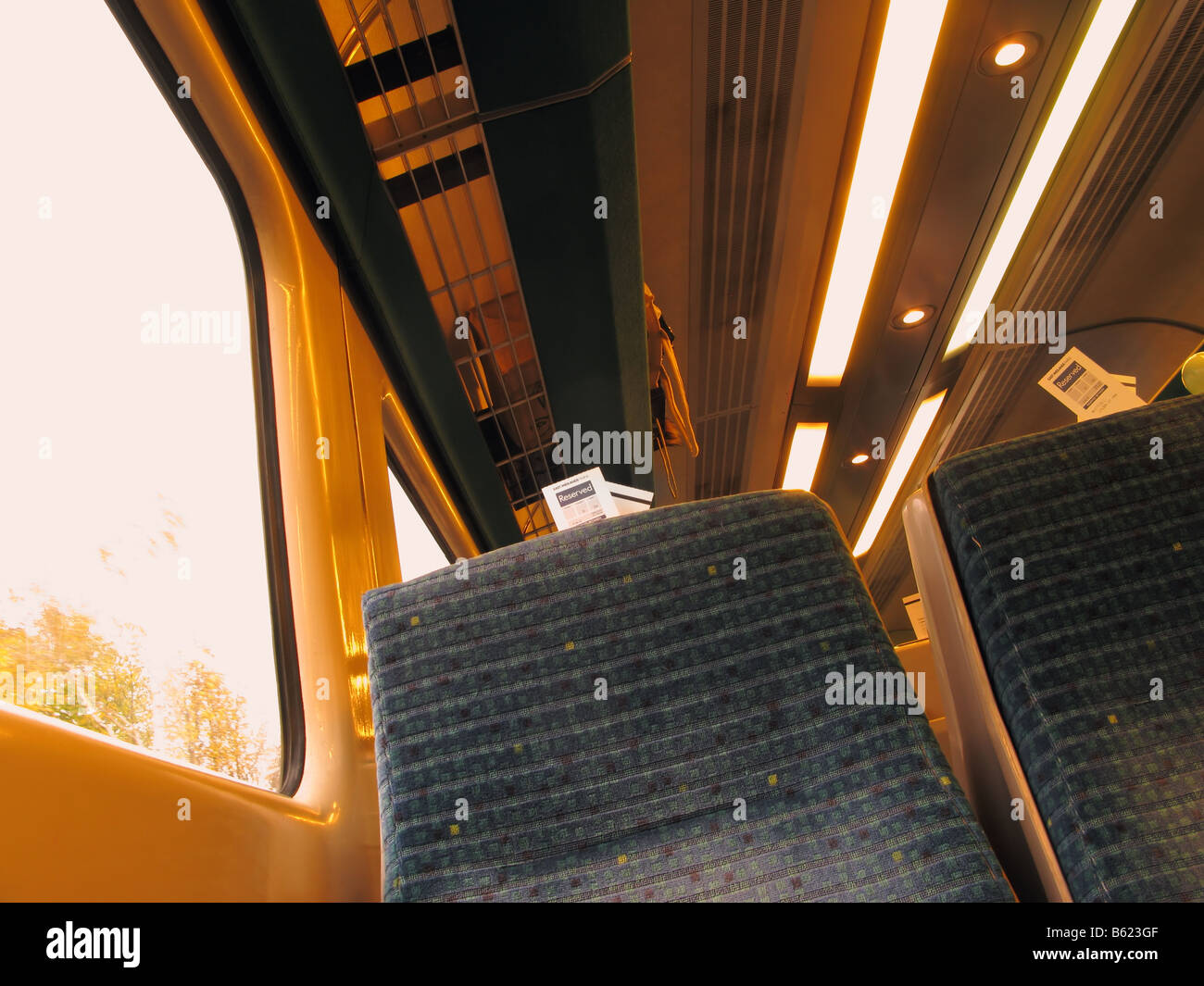 Train Seats with reservation tickets Stock Photo - Alamy