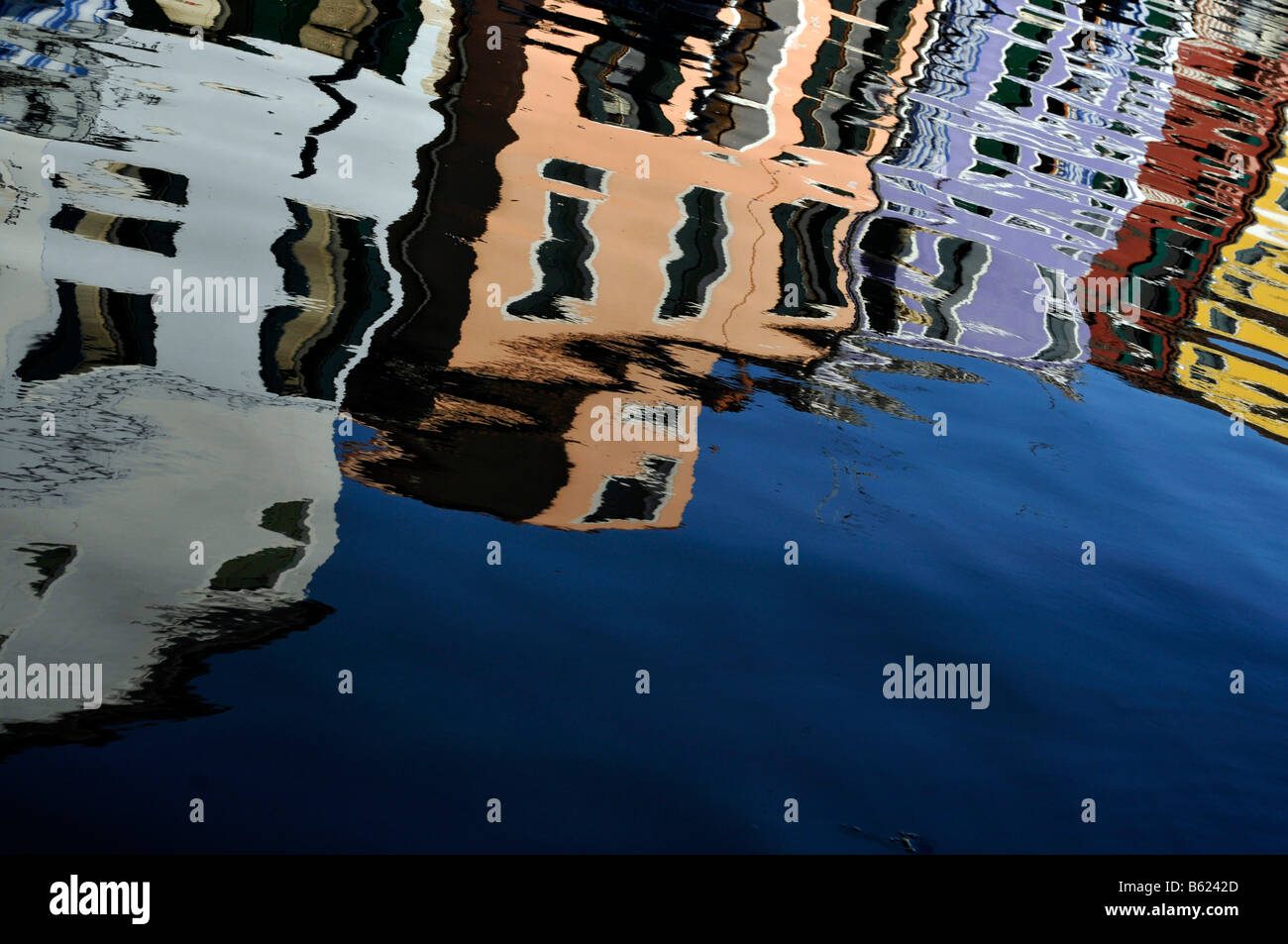 Venice the typical colorful houses reflected in the canal hi-res stock ...