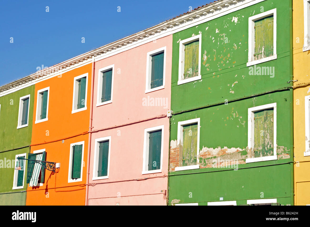 Colourful row houses, Burano Island near Venice, Italy, Europe Stock ...