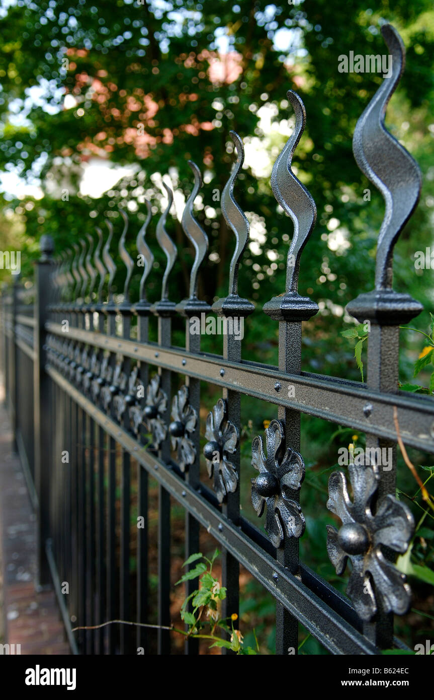 Wrought-iron fence, Berlin-Karlshorst, Germany, Europe Stock Photo - Alamy