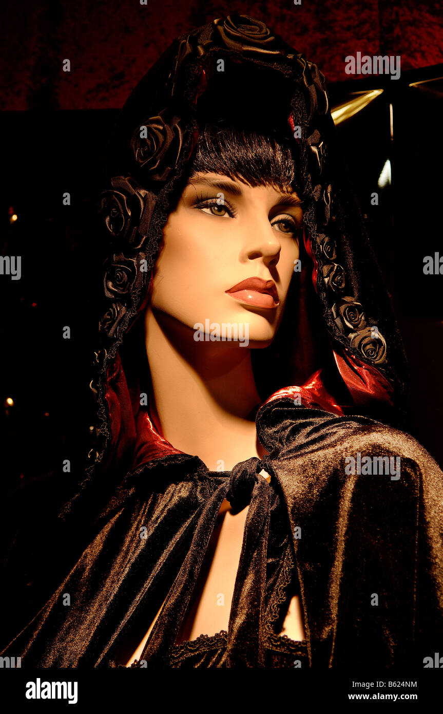 Mannequin dressed as a gothic, Nuremberg, Middle Franconia, Bavaria ...