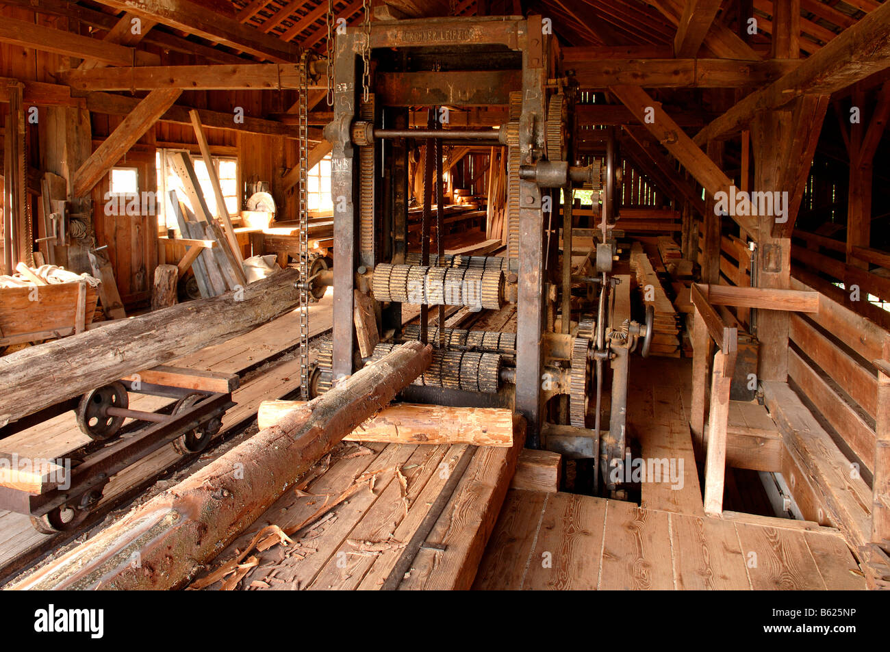Old sawmill about 1900, Eco-Museum, Ungersheim, Alsace, France, Europe Stock Photo - Alamy