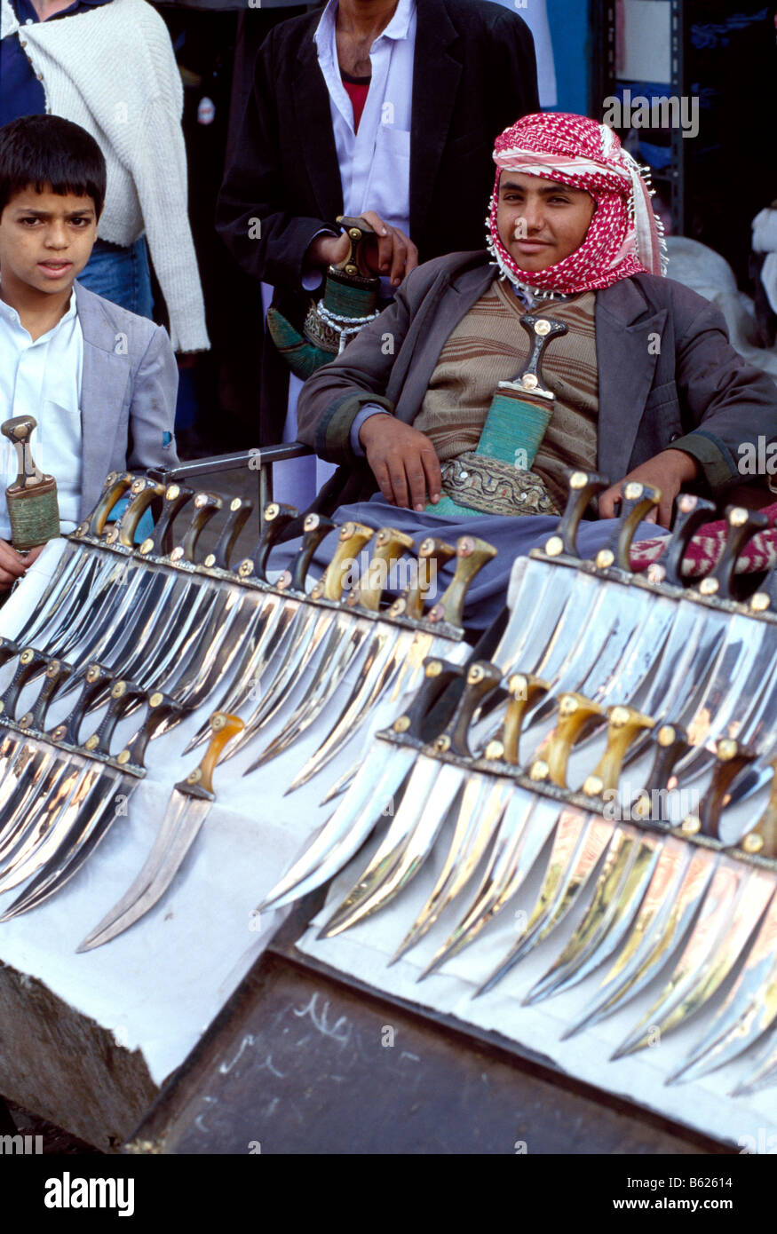 Jambiya or Jambia Daggers at a market, Sanaa, Yemen, Middle East Stock ...