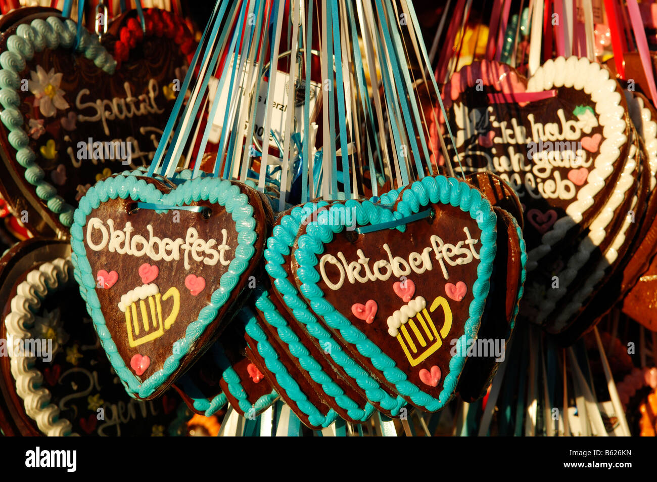Gingerbread hearts, Wies'n, Oktoberfest, Munich, Bavaria, Germany ...