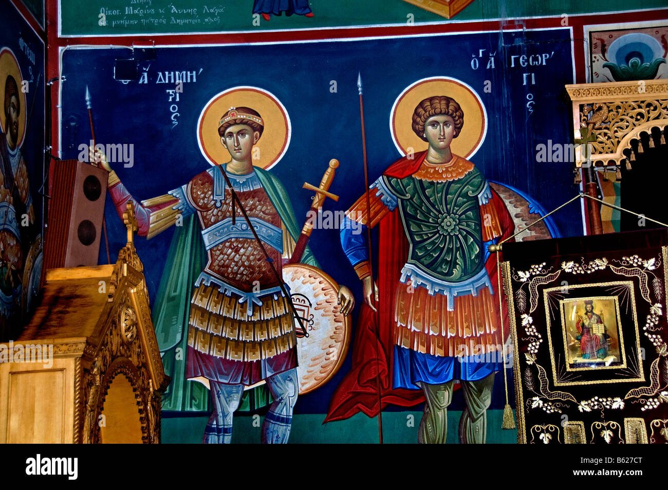 Piraeus interior Orthodox Church restored fresco wall painting Stock ...