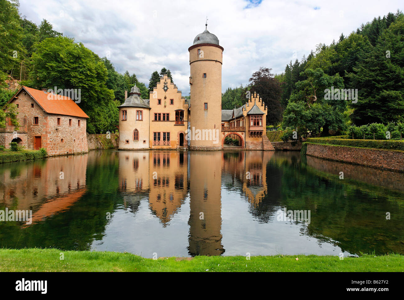 Mespelbrunn moated castle, Upper Franconia, Bavaria, Germany, Europe ...