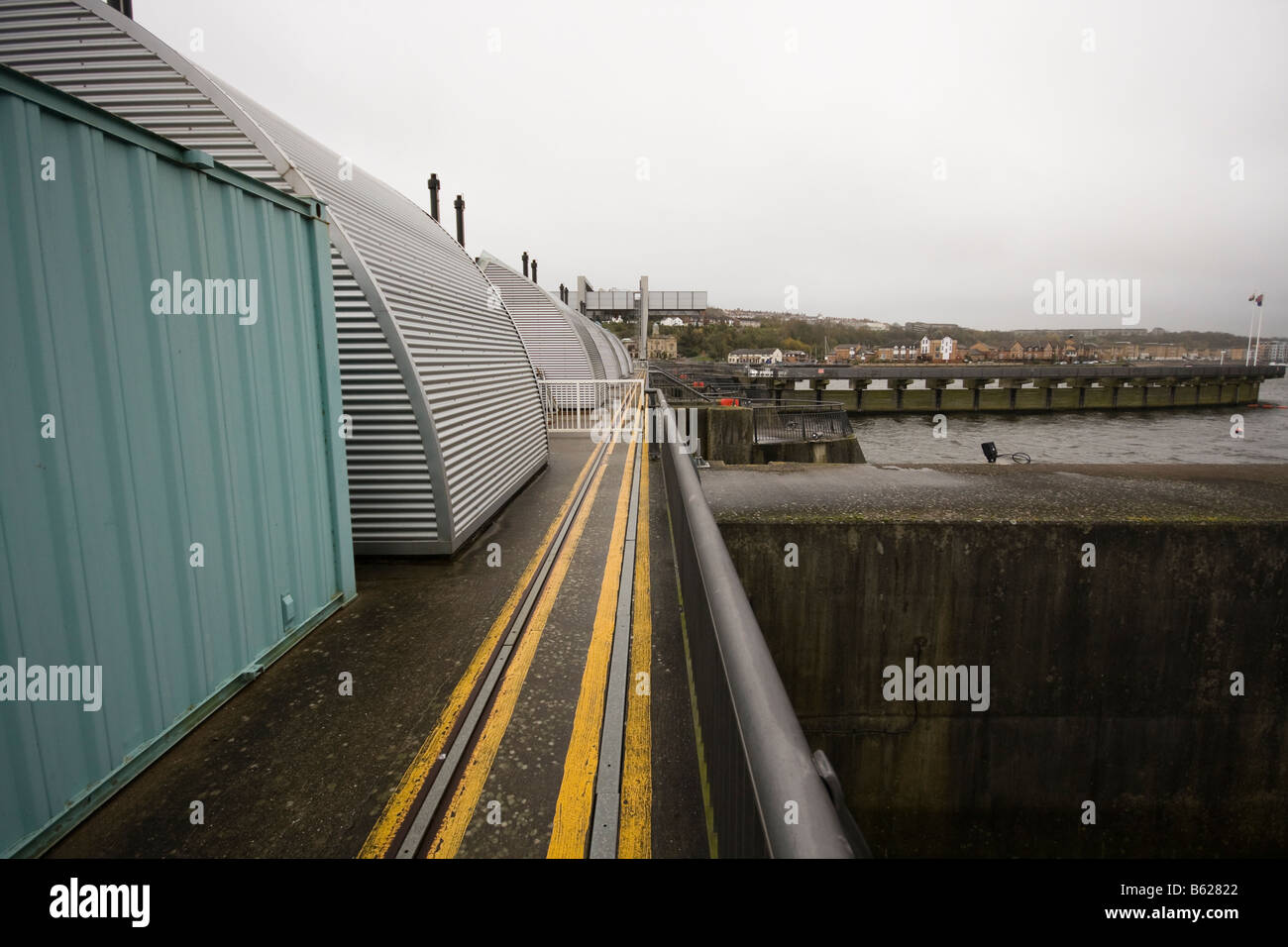 View of Cardiff Barrage where water conservation takes place in Wales ...