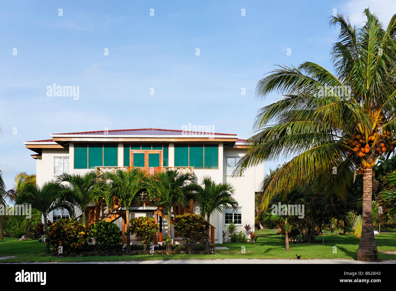 Bungalow, Turneffe Flats, Turneffe Atoll, Belize, Central America ...