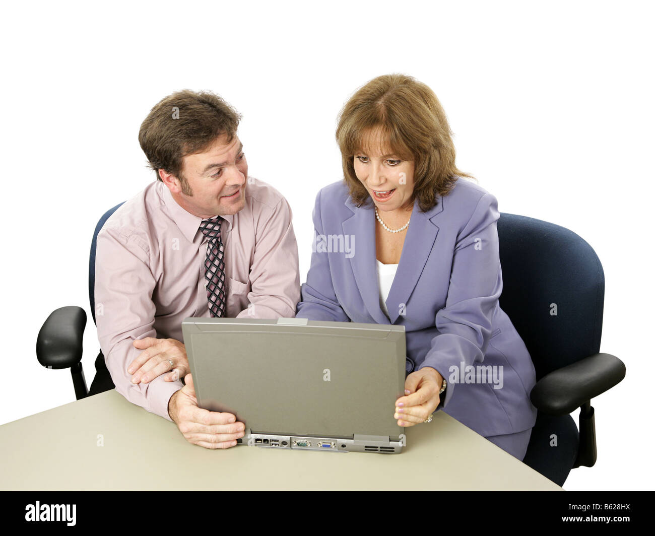 Woman showing a man something on computer hi-res stock photography and ...