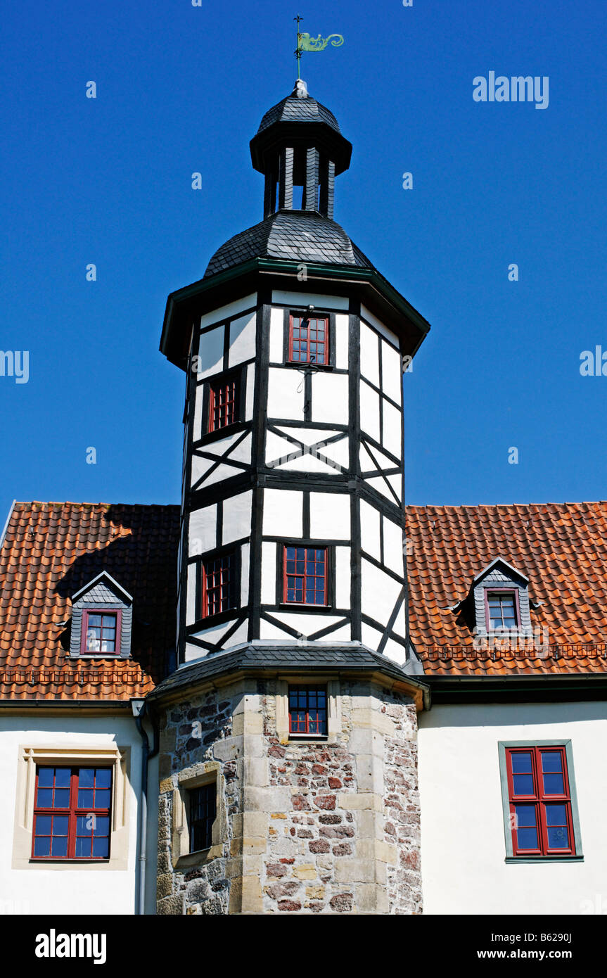 Alte Residenz, Old Residence, half-timbered tower, Eisenach, Thuringia ...