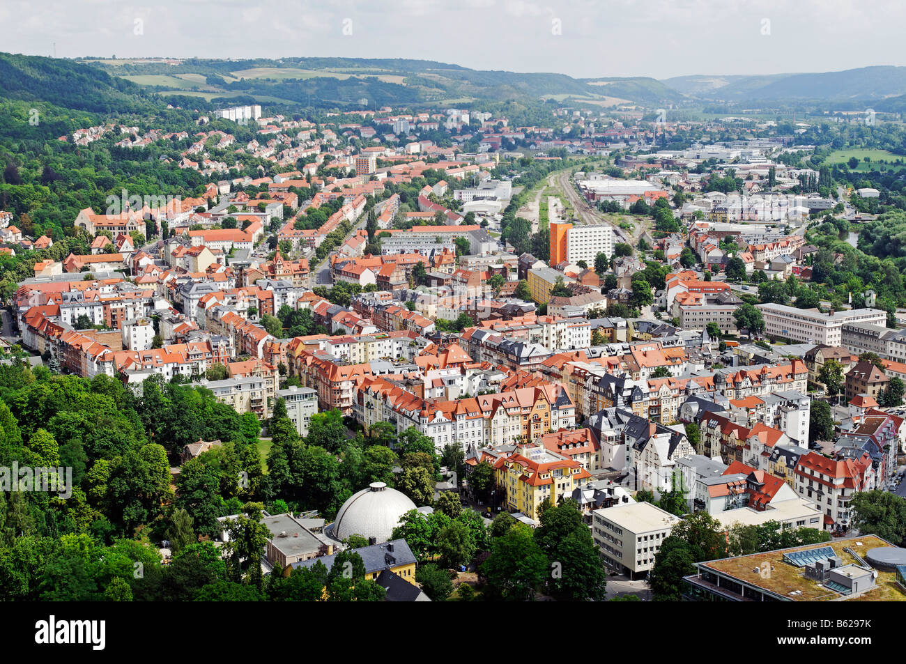 View from Jentower over the city of Jena, Thuringia, Germany, Europe ...