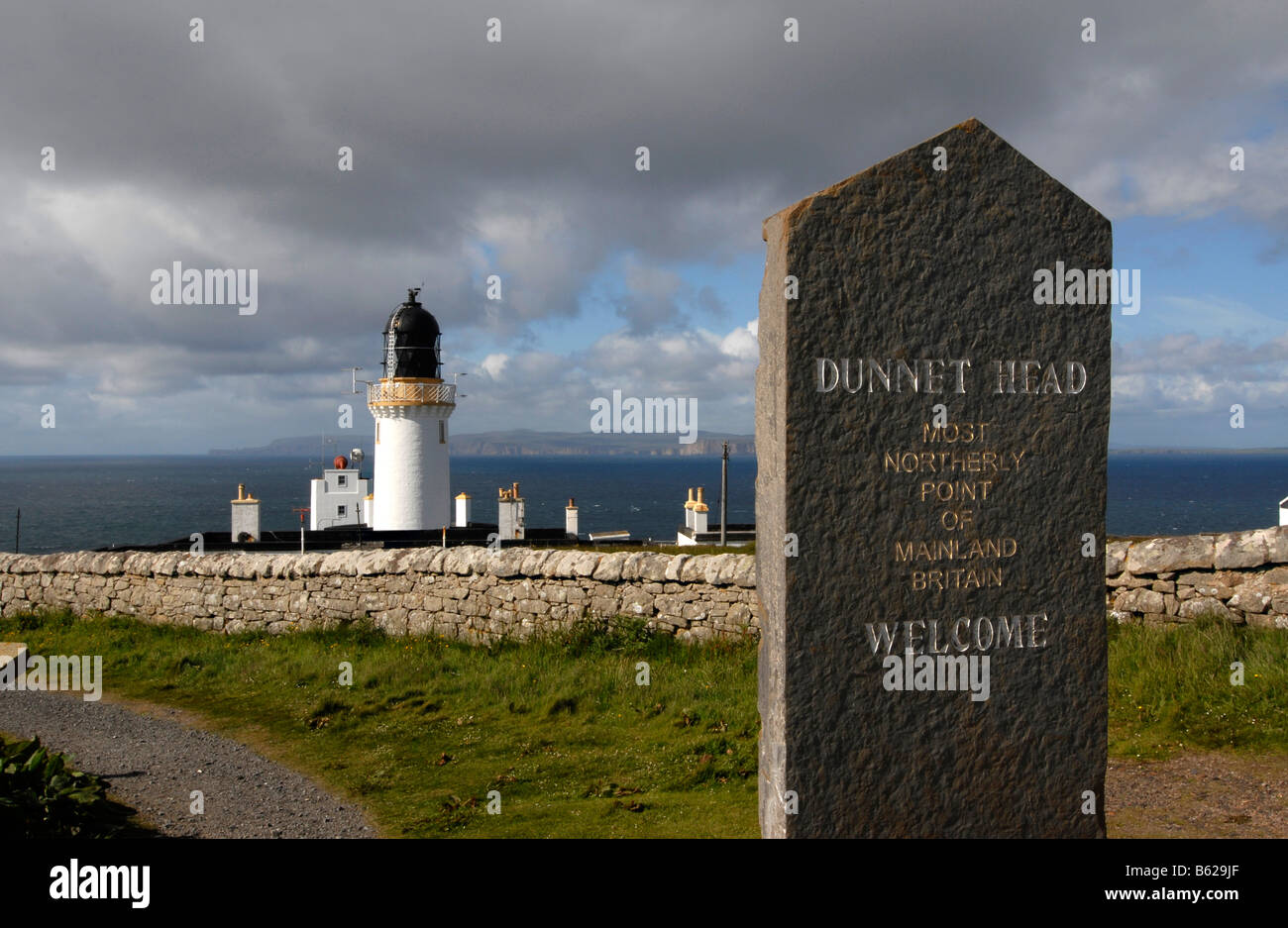 Stone tablet at Dunnet Head, the northern most point of the Scottish ...