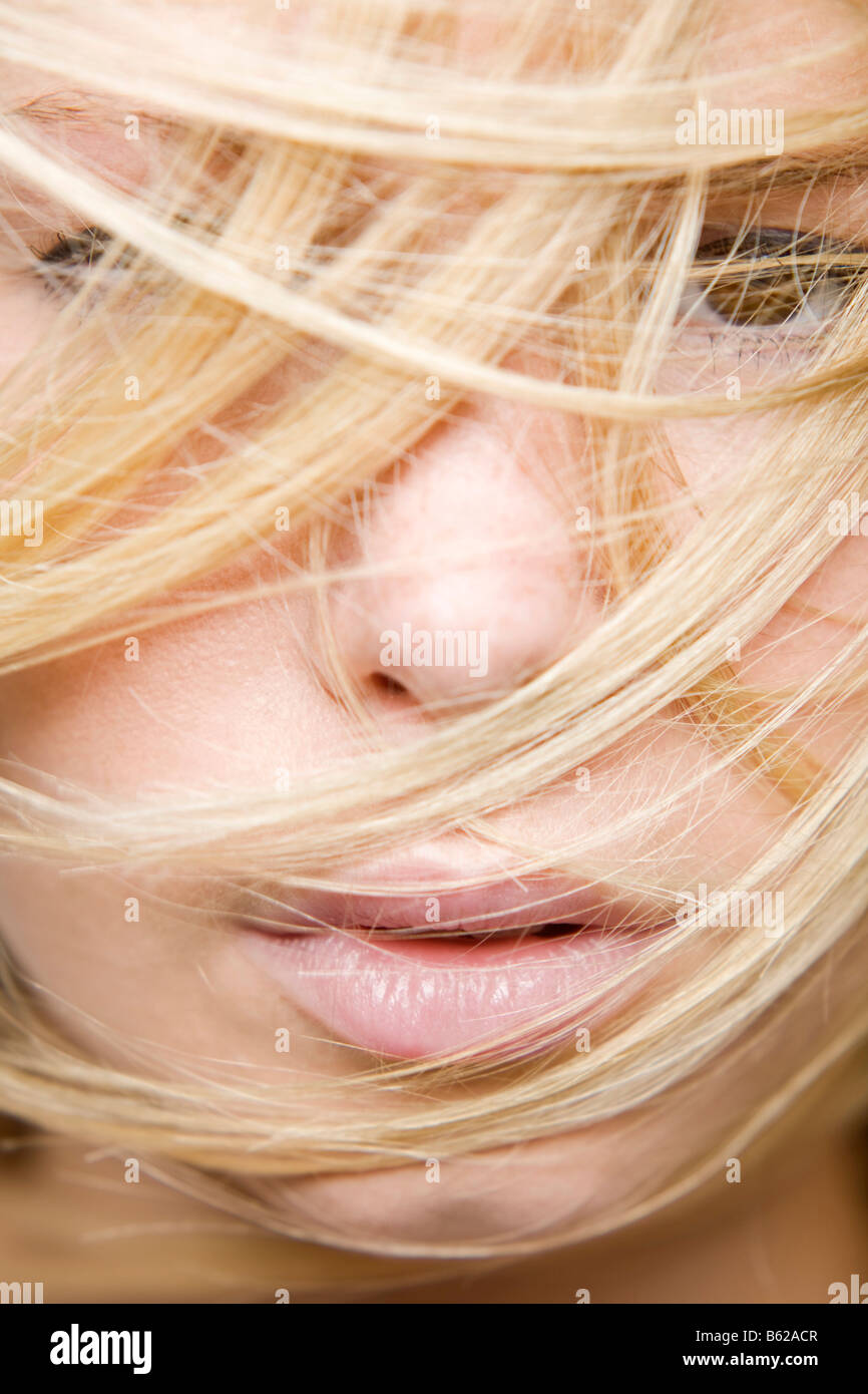 Woman hair covering face hi-res stock photography and images - Alamy