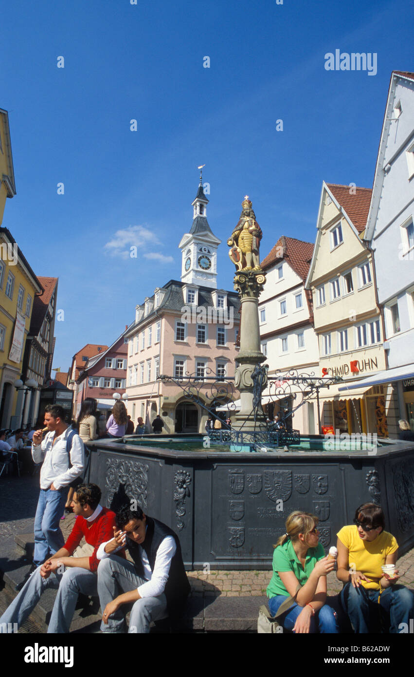 Old City Hall, Kaiser Joseph Fountain, Pedestrian Area, Aalen, Swabian ...