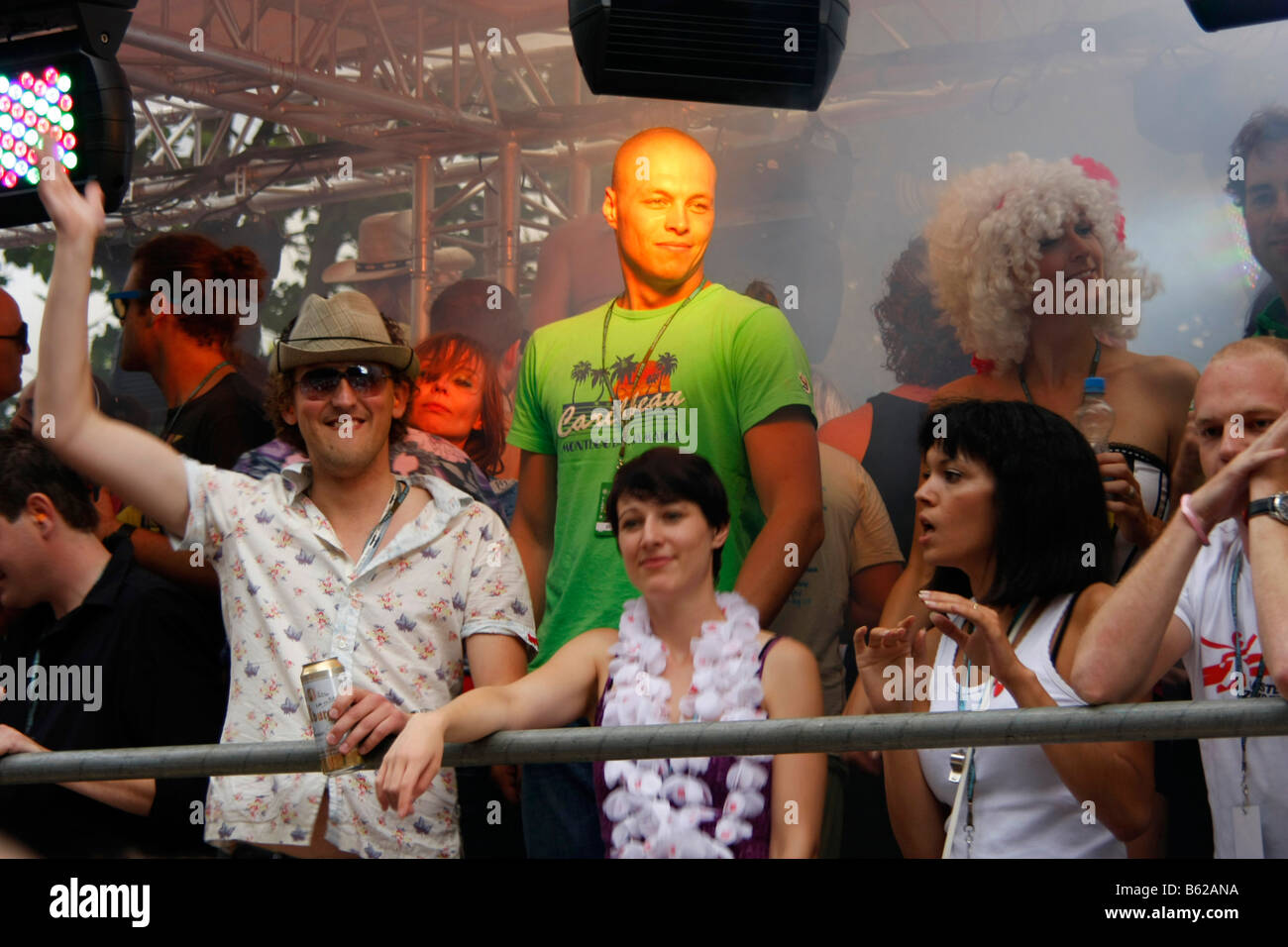 Ravers on a truck float during the Highway to Love 2008 Love Parade in ...
