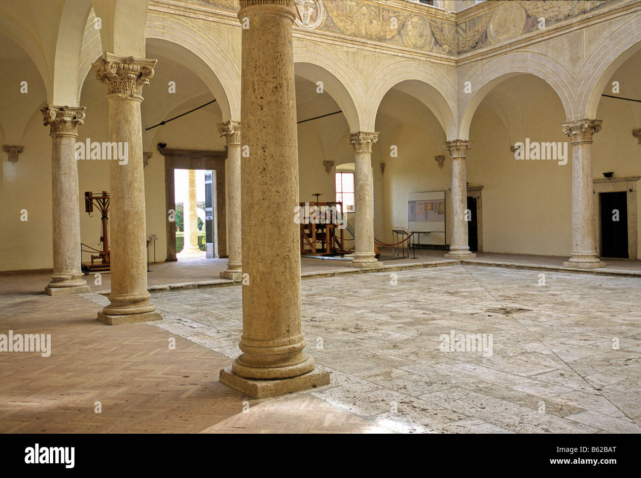 Palazzo Piccolomini, inner courtyard, Pienza, province of Siena ...