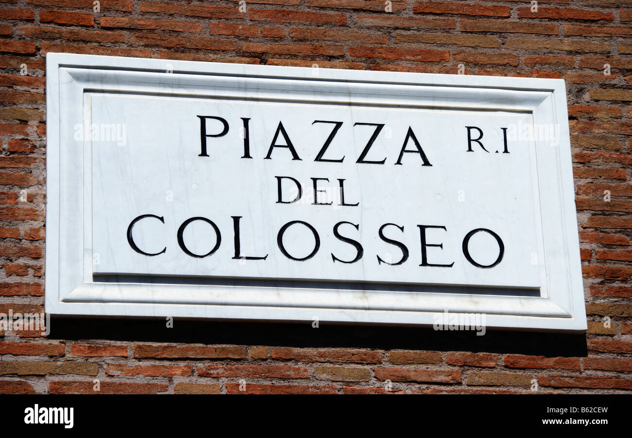Piazza del Colosseo sign, Rome, Italy, Europe Stock Photo - Alamy
