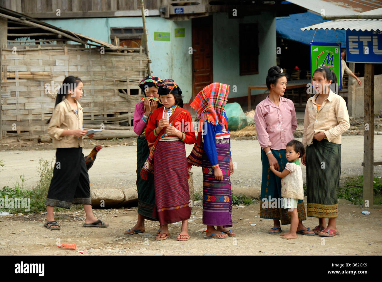 Women of the Tai Dam ethnic group wearing traditional dress, Muang Mai ...