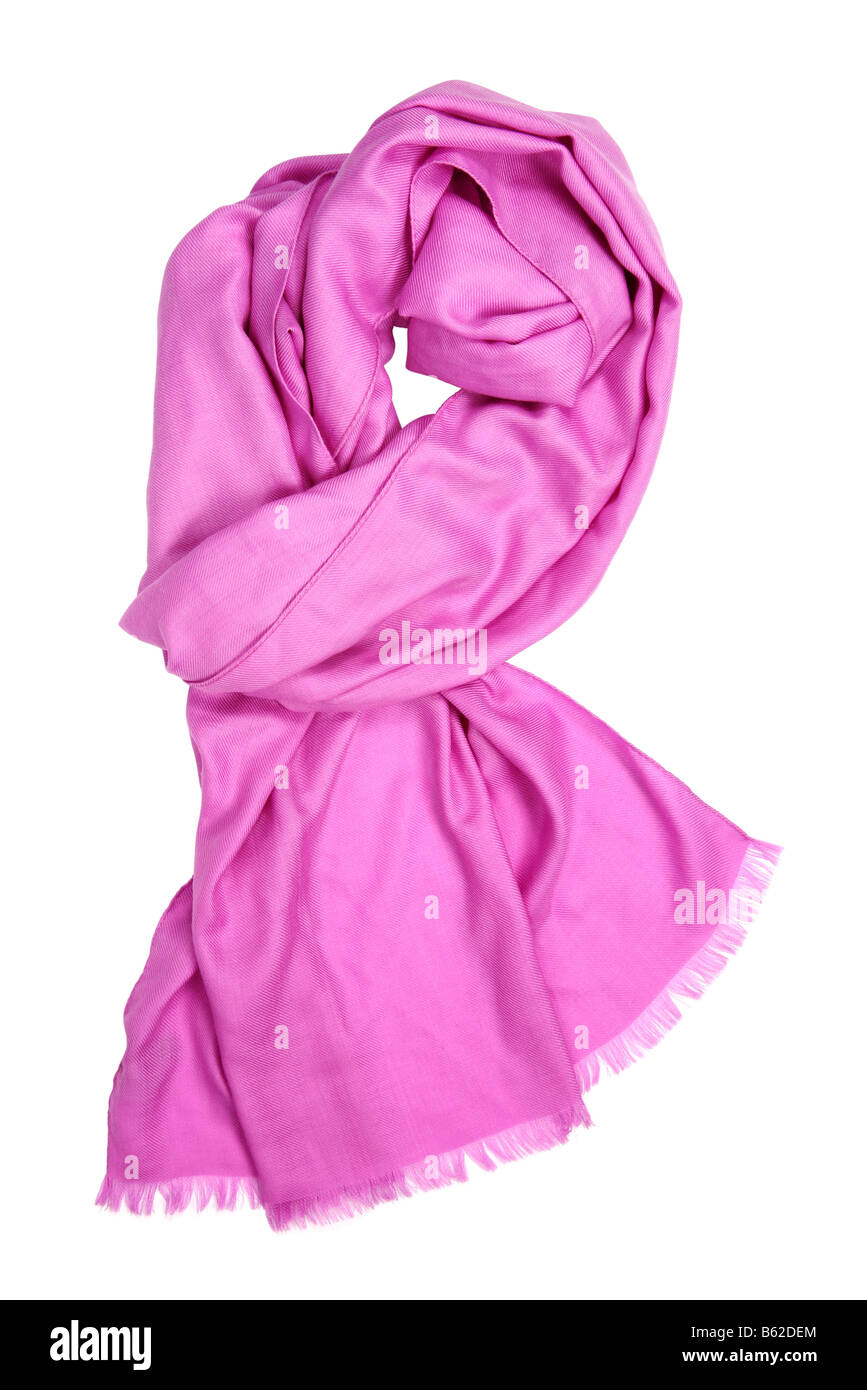 Pink female cotton scarf isolated on white background Stock Photo - Alamy