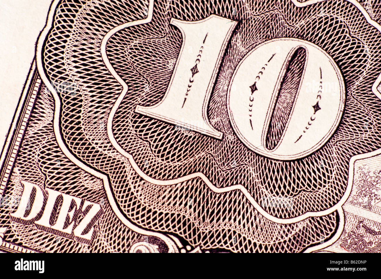 Number 10 Ten and Spanish word Diez from Venezuelan banknote of 1986 ...