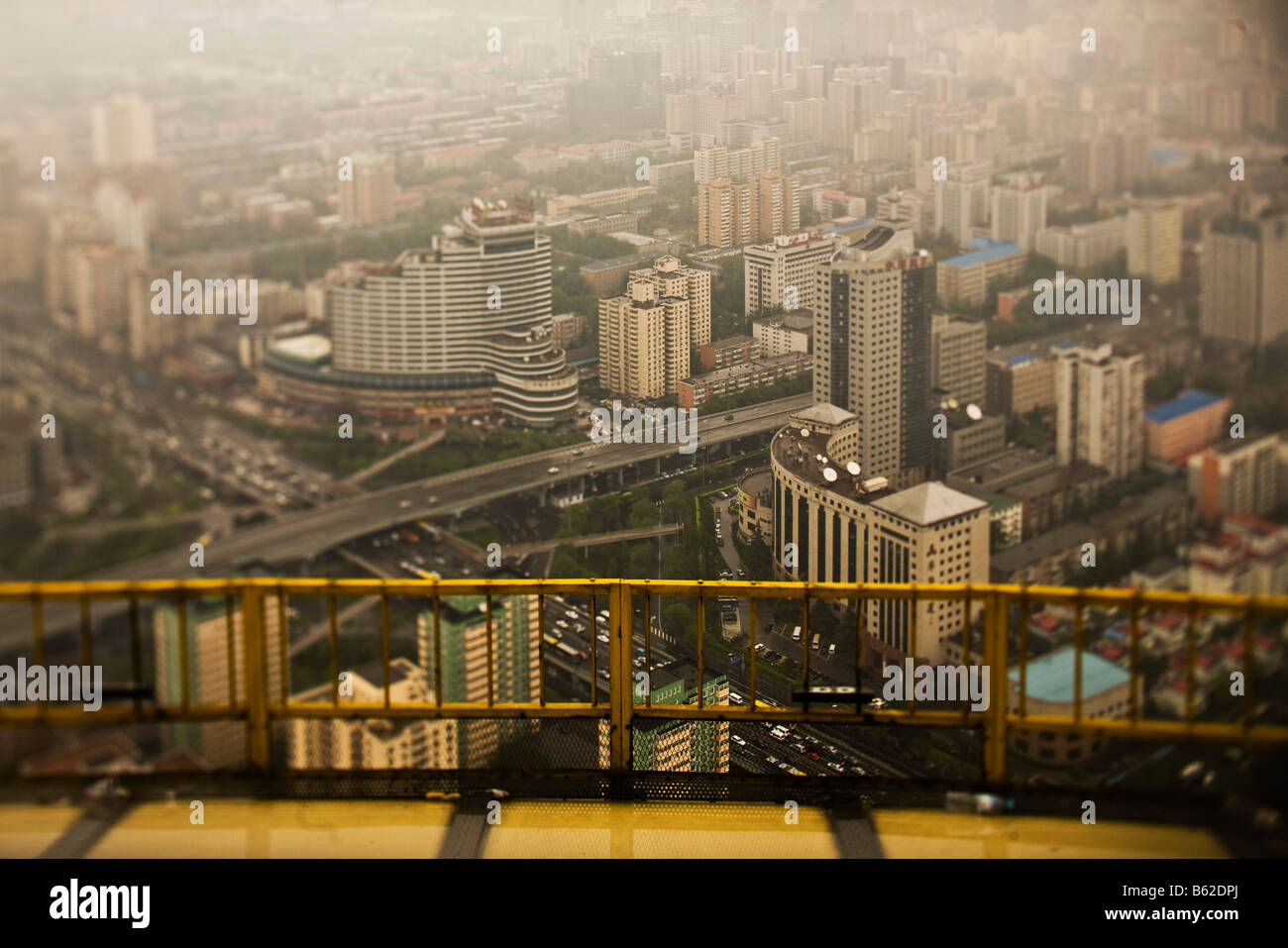 A cityscape view in Beijing China in April 2008 from CCTV tower Stock ...