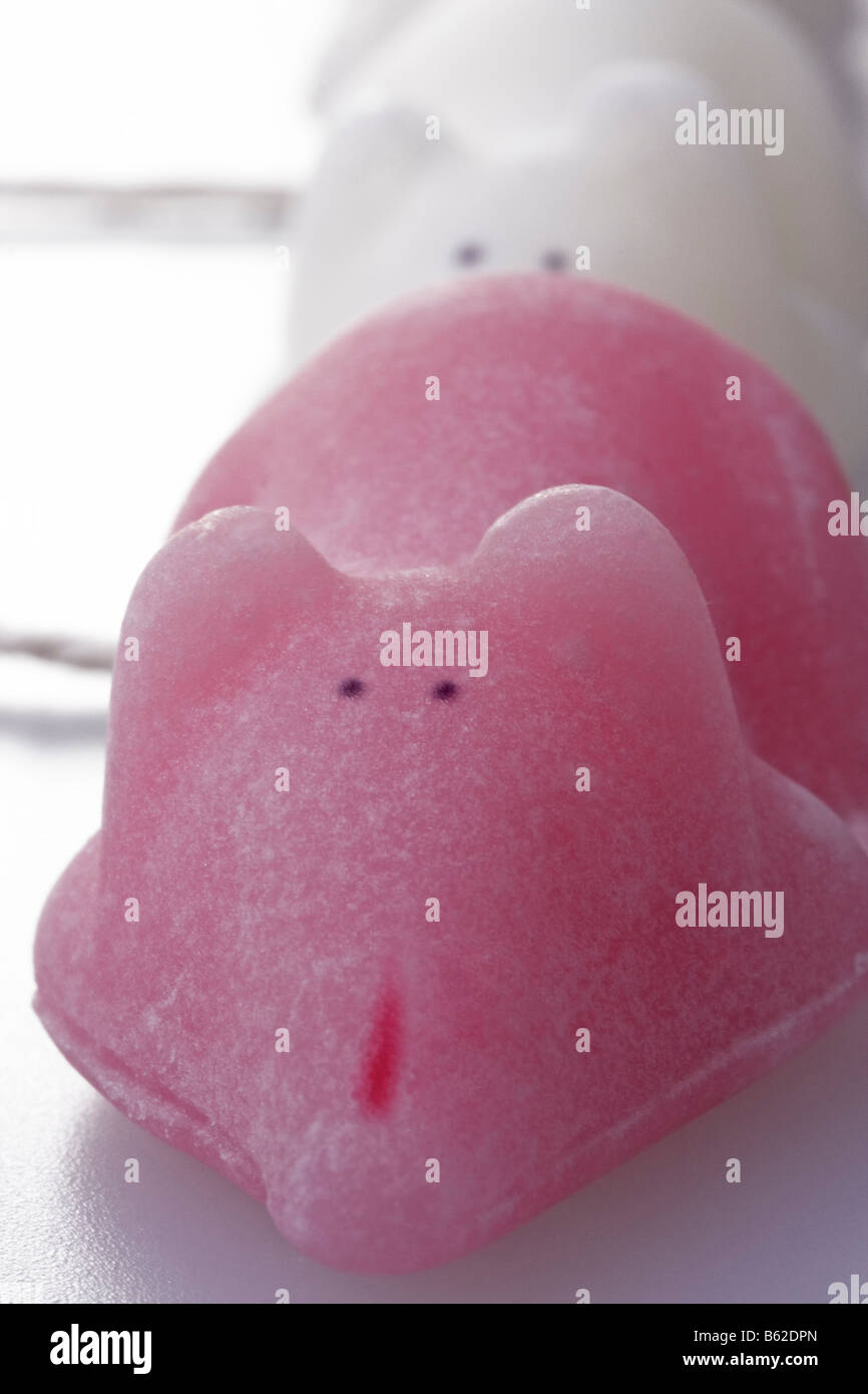 Candy sugar mice on white background Stock Photo - Alamy