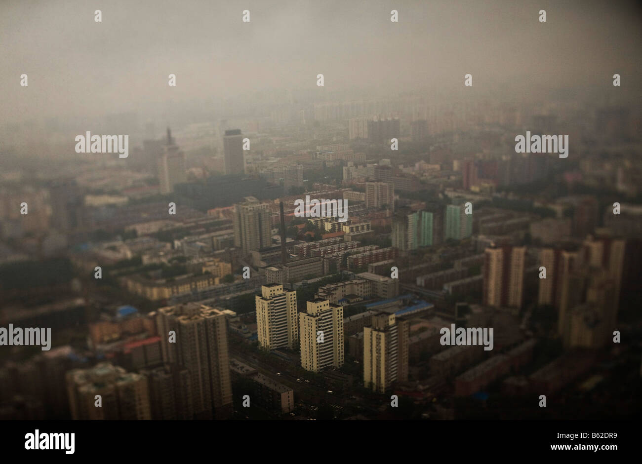 A cityscape view in Beijing China in April 2008 from CCTV tower Stock ...