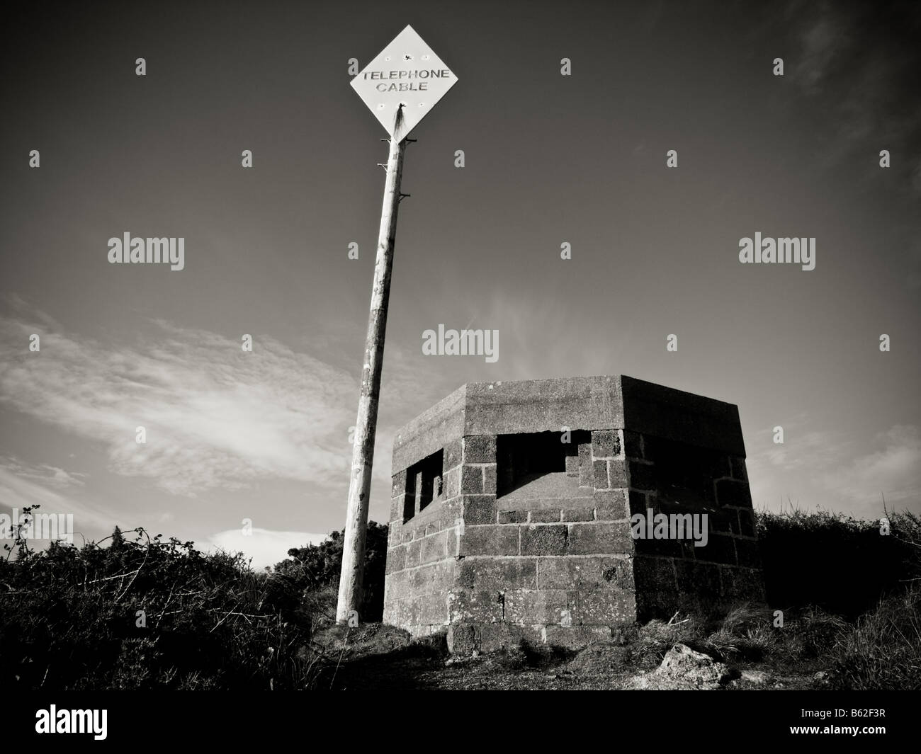 Telephone Cable signpost, Porthcurno Stock Photo - Alamy