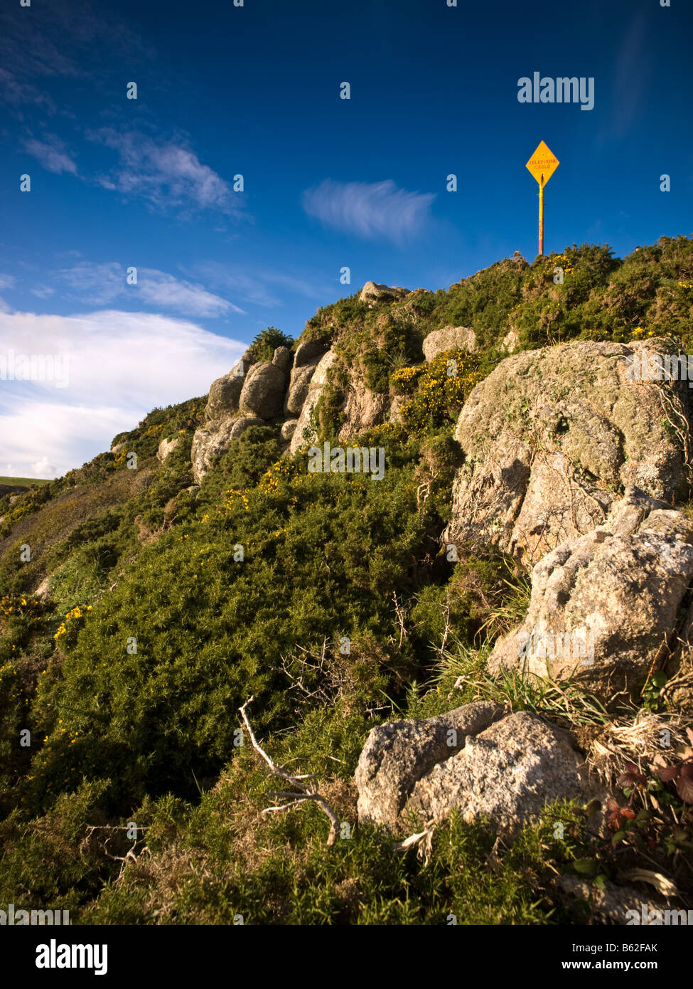Telephone Cable signpost, Porthcurno Stock Photo - Alamy