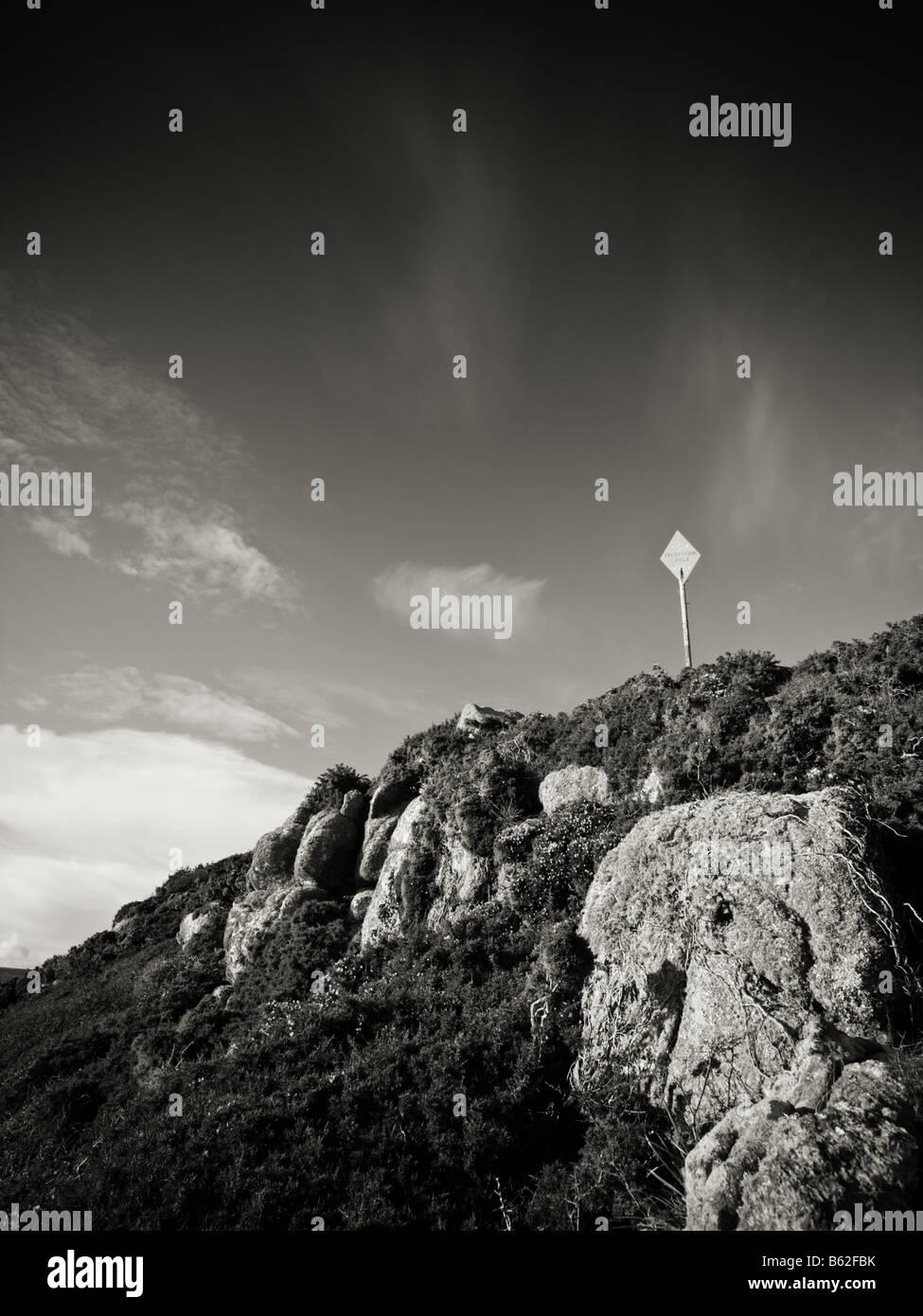 Telephone Cable signpost, Porthcurno Stock Photo - Alamy