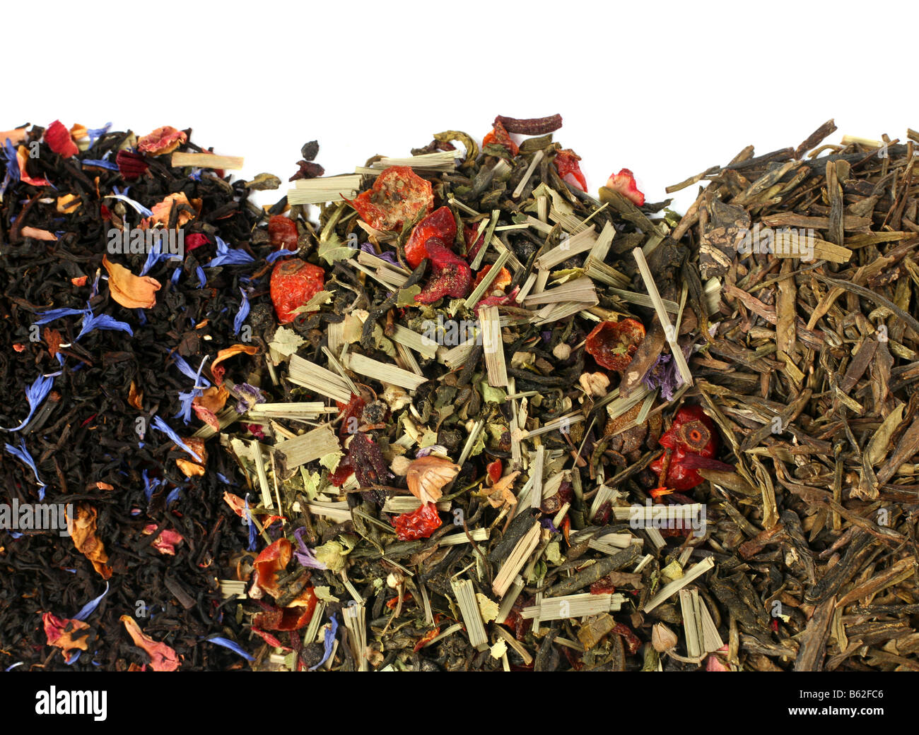 Tea herb variation mix closeup on white Stock Photo - Alamy