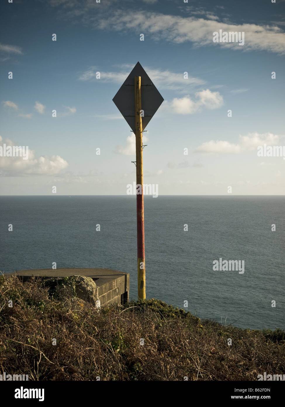 Back of Telephone Cable signpost, Porthcurno Stock Photo - Alamy