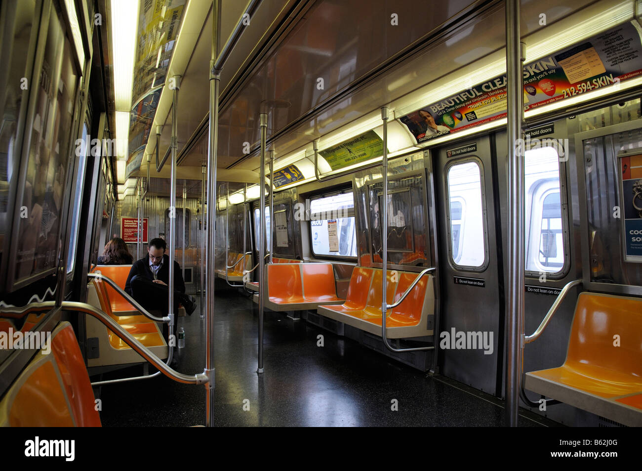 Interior of New York subway train America USA Stock Photo - Alamy