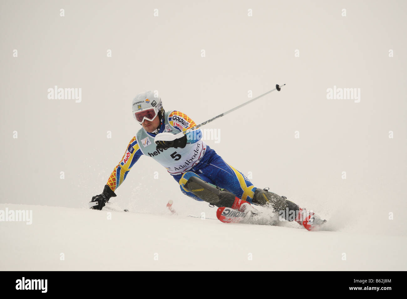 Adelboden Switzerland JAN 06 2008 Markus Larsson SWE competing in the ...