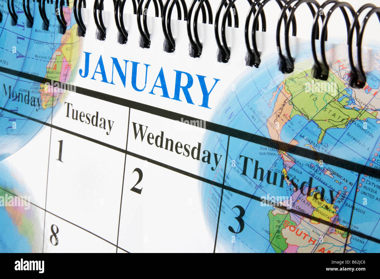Calendar and Globes Stock Photo - Alamy