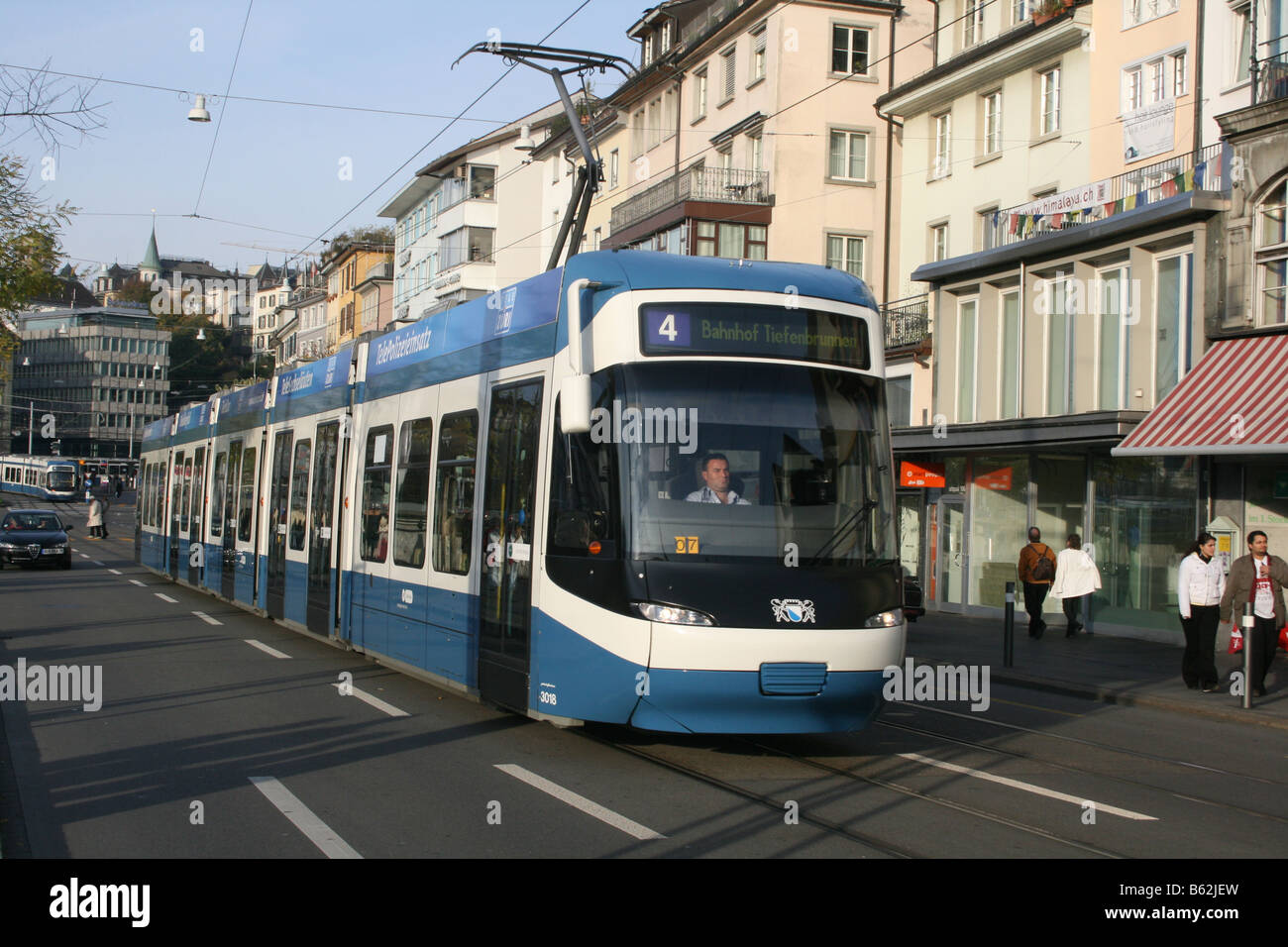 Tram in a street in Zurich, Switzerland Stock Photo - Alamy