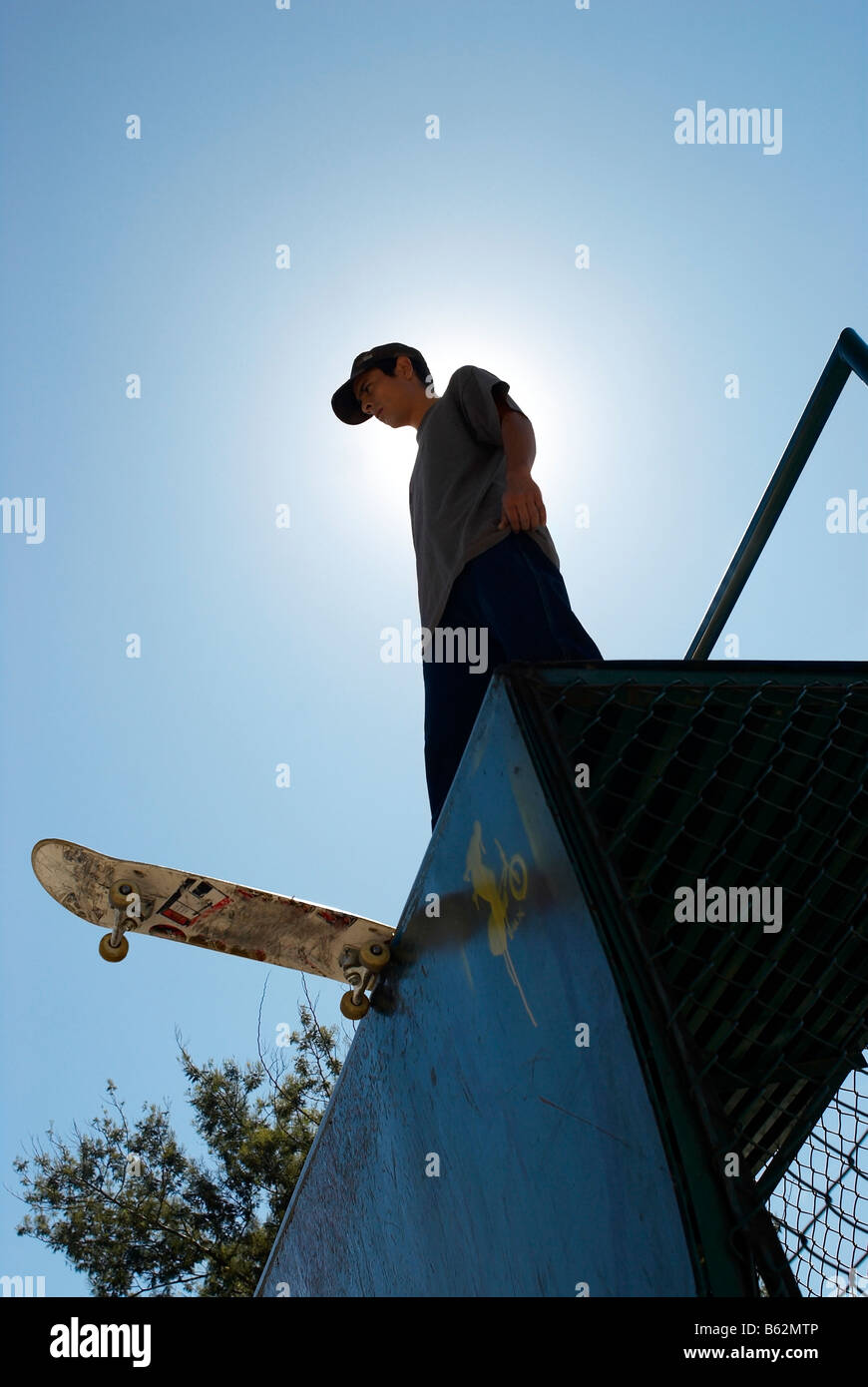 Skateboarder standing top ramp hi-res stock photography and images - Alamy