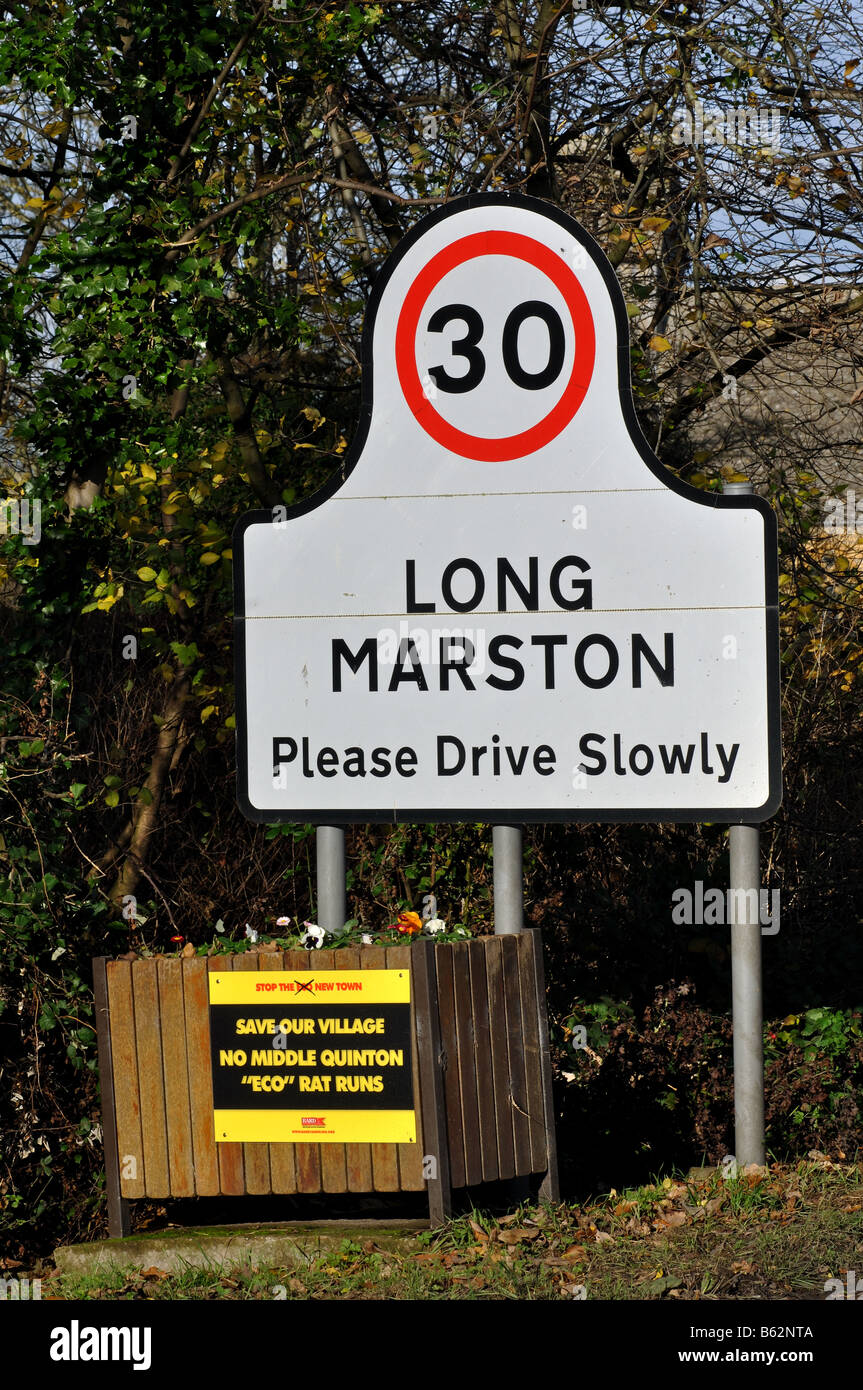 Village sign, Long Marston, Warwickshire, England, UK Stock Photo - Alamy