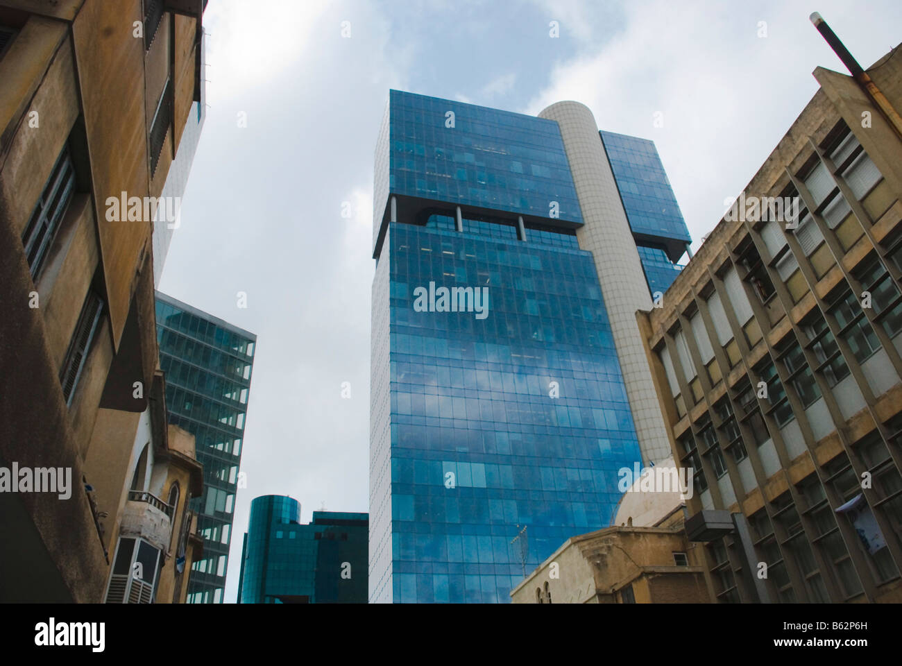 Israel Tel Aviv High rise buildings towering over old eclectic ...