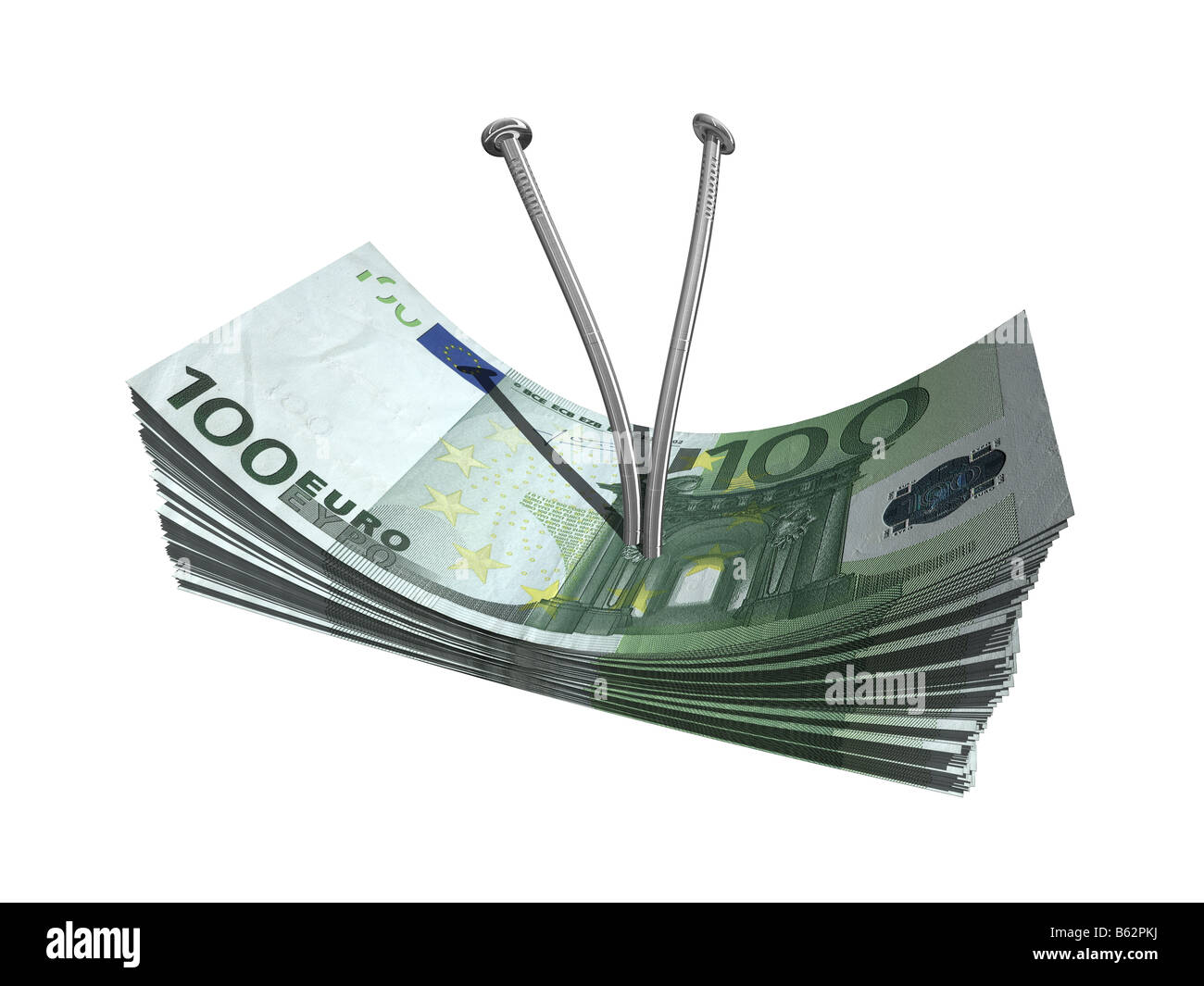 a bundle of euro notes isolated over white background Stock Photo - Alamy