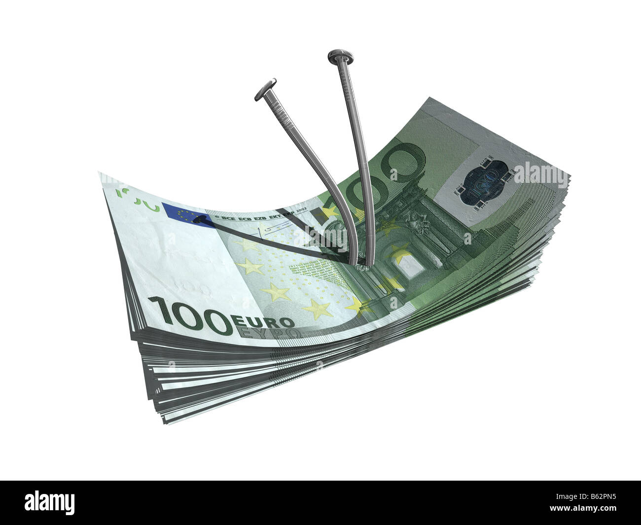a bundle of euro notes isolated over white background Stock Photo - Alamy