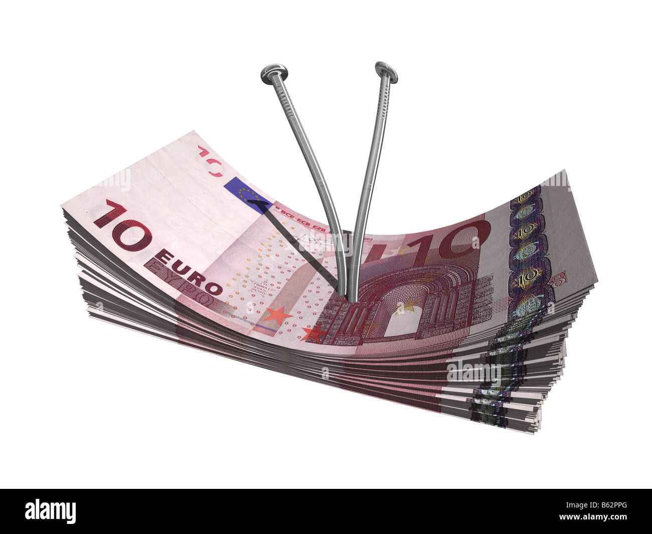a bundle of euro notes isolated over white background Stock Photo - Alamy