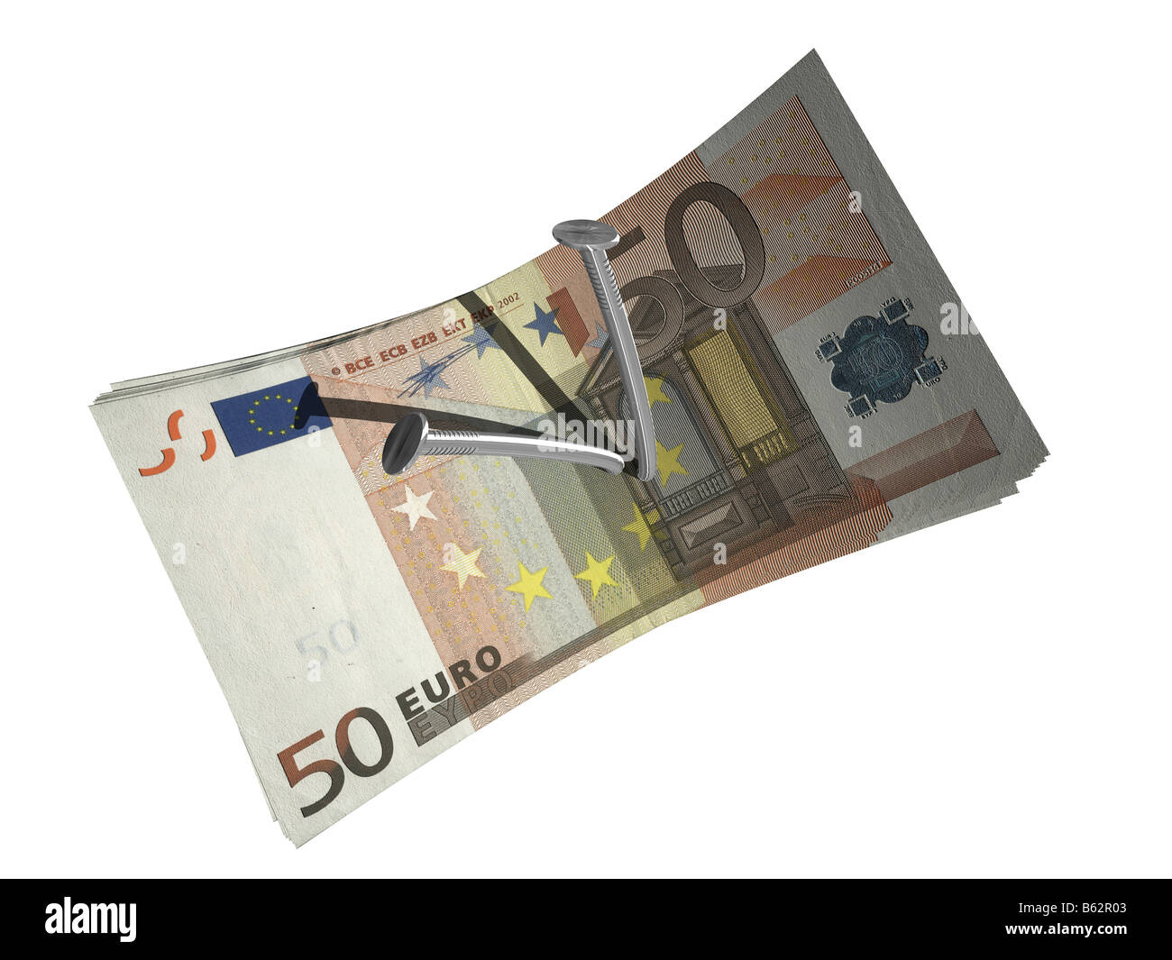 a bundle of euro notes isolated over white background Stock Photo - Alamy