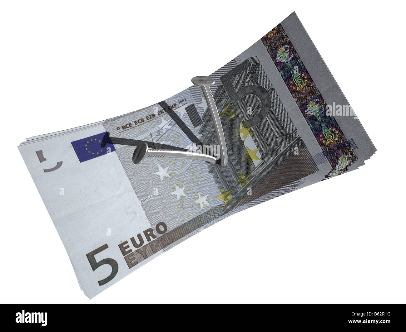 a bundle of euro notes isolated over white background Stock Photo - Alamy