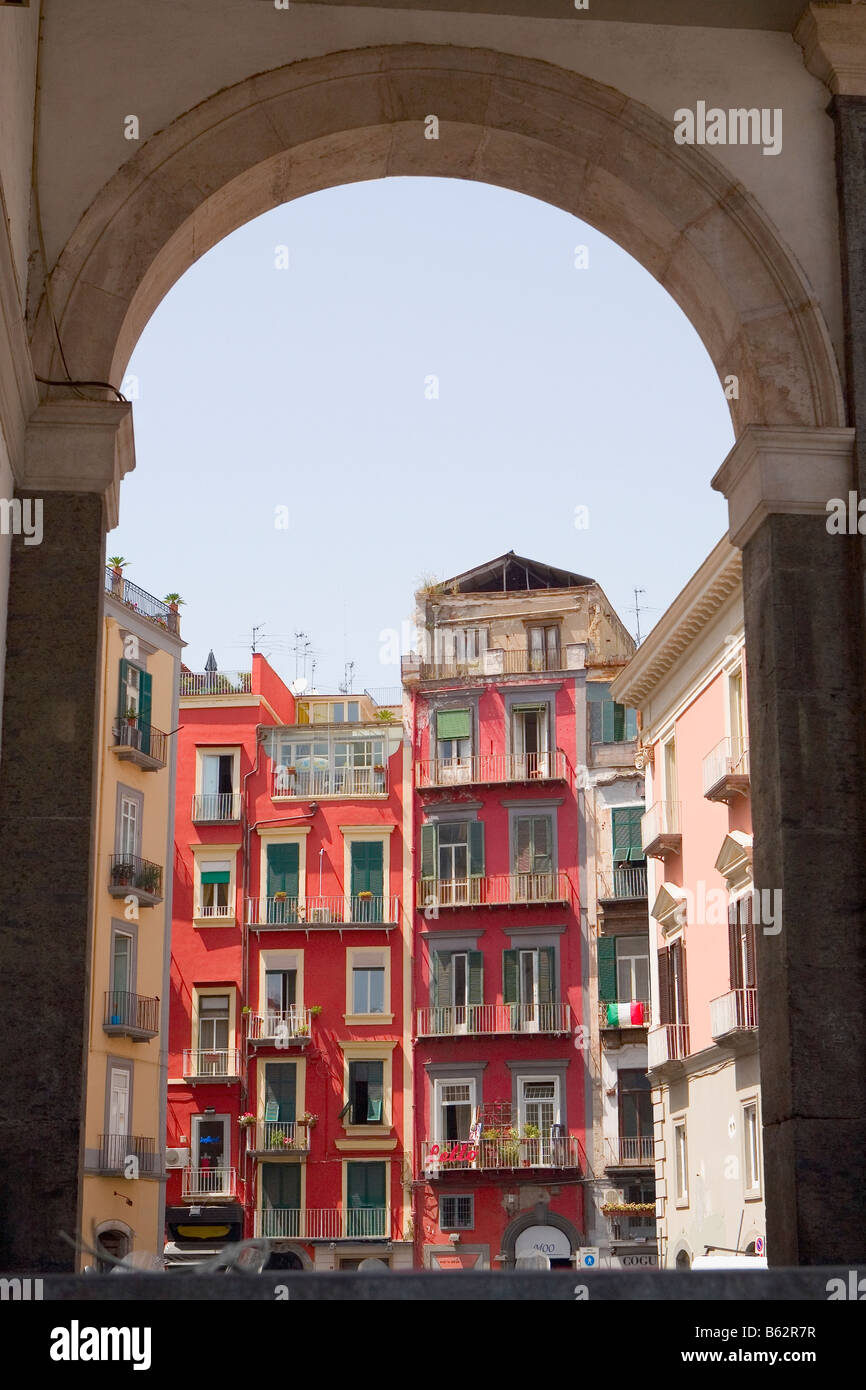 Building viewed through an arch, Naples, Naples Province, Campania ...