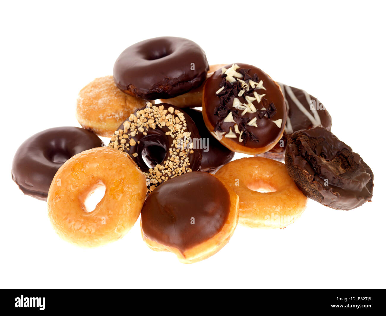 Pile Or Stack Of Fresh Dessert Mixed Doughnuts Or Donuts Isolated ...