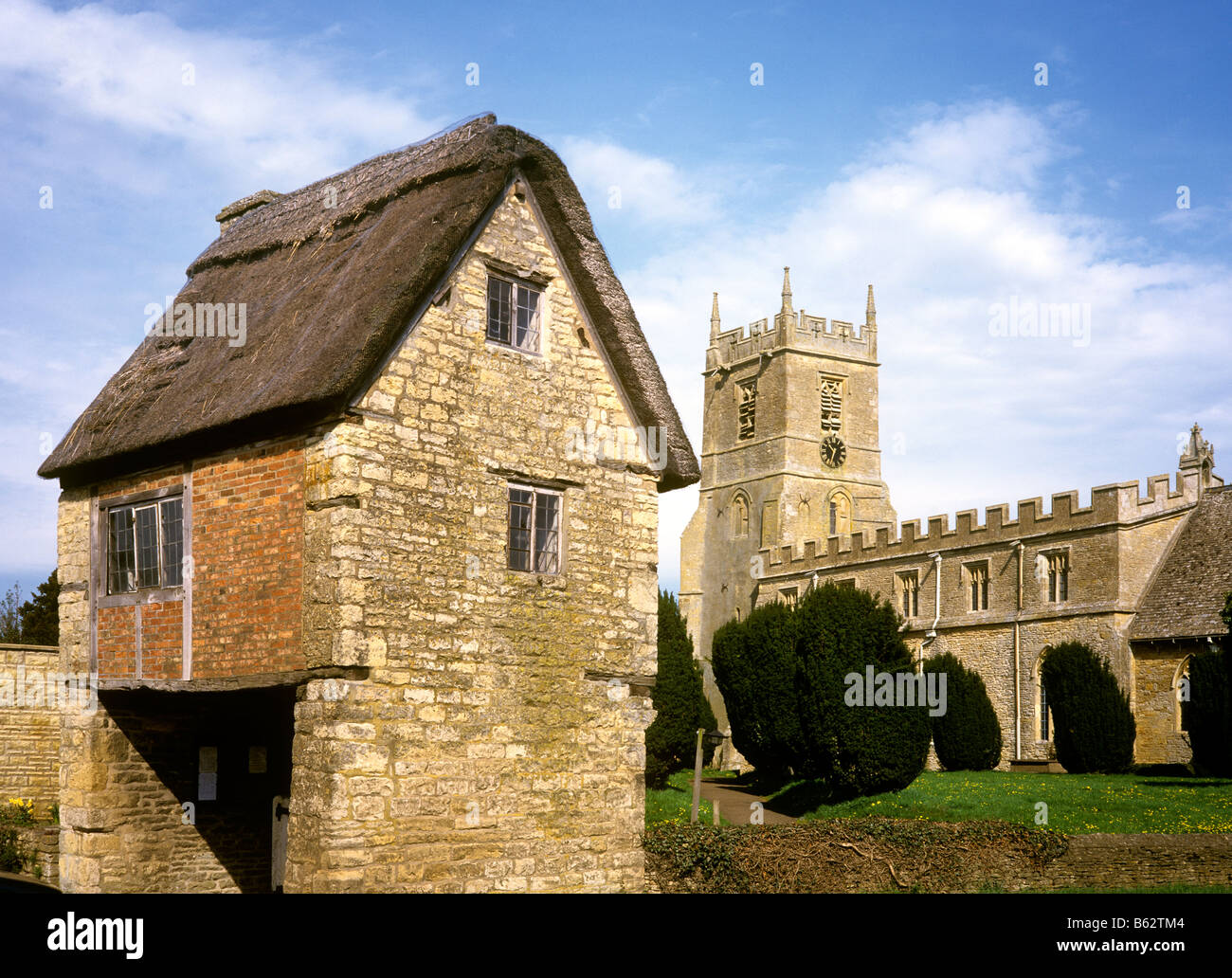 UK England Oxfordshire cotswolds Long Compton Church with unusual ...