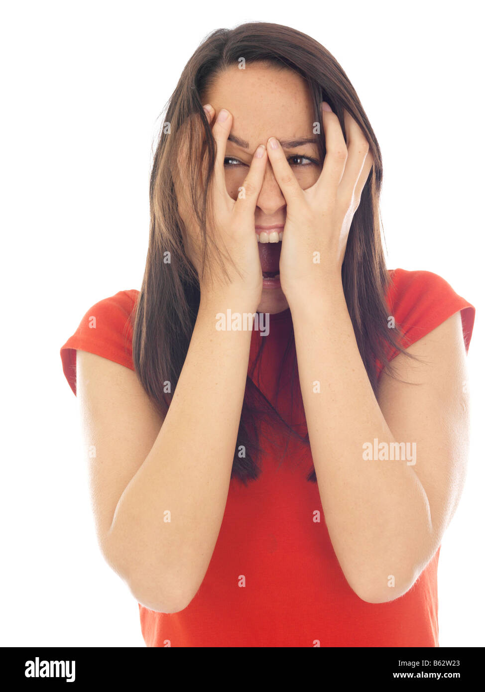 Angry Stressed Woman Shouting Model Released Stock Photo - Alamy