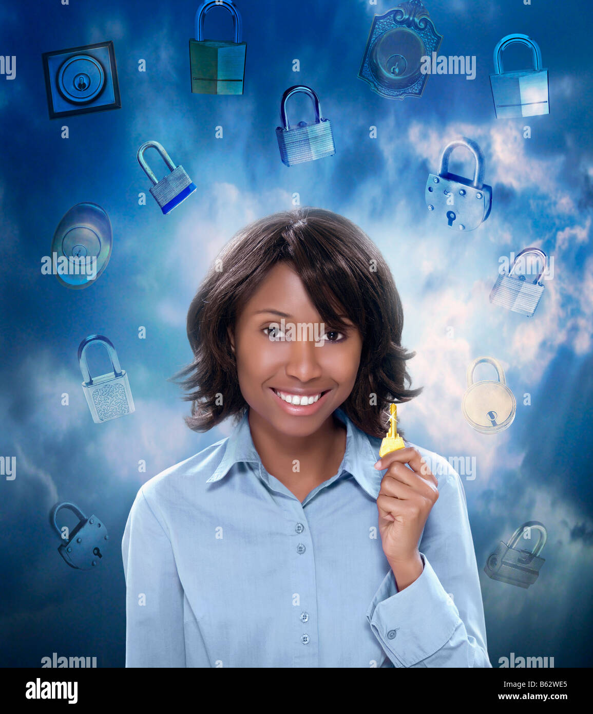 Composite image of portrait of confused young it professional with ...